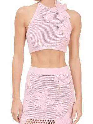 Devon Windsor Rammy Crochet Top Pink