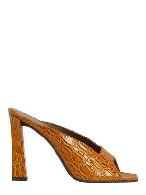 GIUSEPPE ZANOTTI Mya Crocodile-print Leather Mule Sandals - Orange