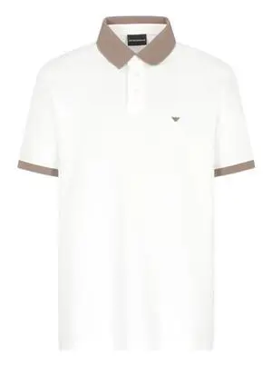Emporio Armani Piqué Polo Shirt With Contrasting Knit Trim - White