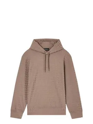 Emporio Armani Lyocell-blend Jacquard Jersey Hooded Sweatshirt - Natural