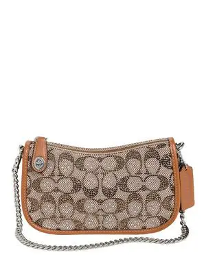 COACH Crystals Signature Jacquard Swinger 20 Bag - Burnished Amber