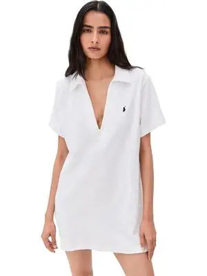 Polo Ralph Lauren Collared Terry Cloth Mini Dress - White