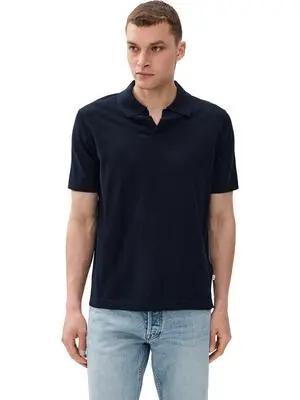Nn07 Ryan Cotton Linen Polo - Navy Blue
