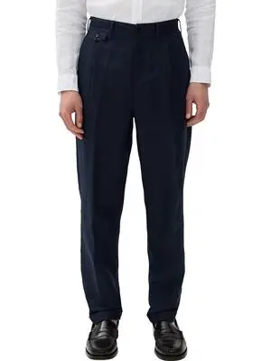 ALEX MILL Standard Pleated Linen Pants - Navy