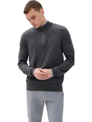 Greyson Quarter Zip Cashmere Blend Sweater - Dark Grey Heather