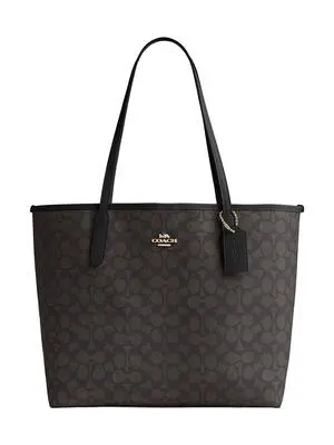 COACH OUTLET City Tote Bag In Signature Canvas - Gold/walnut/black