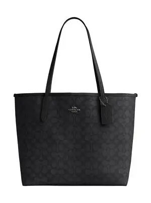 COACH OUTLET City Tote Bag In Signature Canvas - Gunmetal/charcoal/black