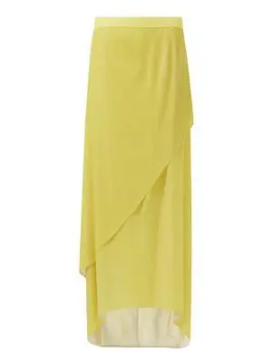 LEEM Asymmetric Plisse Maxi Skirt - Yellow