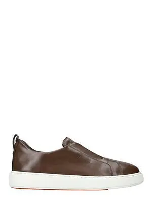 Santoni Clean Icon Victory Leather Low-top Trainers - Mid Brown