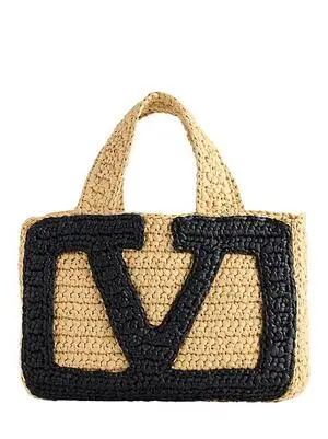 Valentino Garavani Viva Superstar Small Raffia Tote Bag Naturale/nero