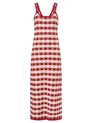 HOUSE OF SUNNY Picnic Hockney Cotton-knit Midi Dress - Red
