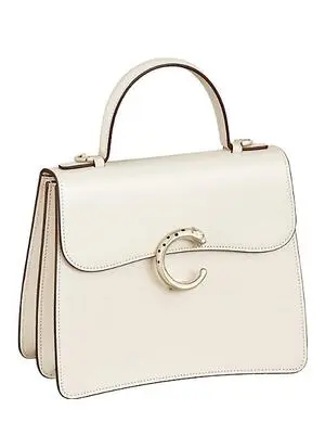 CARTIER Panthère De Leather Top-handle Bag - Salt White