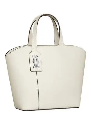 CARTIER C De Mini Leather Tote Bag - Salt White