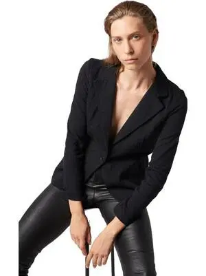 Majestic Filatures Cotton Cashmere Double Face One Button Blazer - Noir / Gris Chine