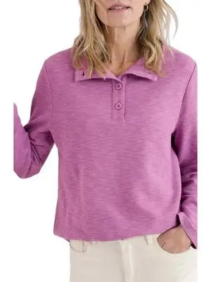 SEASALT CORNWALL Organic Cotton Half Placket Sweatshirt - Orchid Swatch
