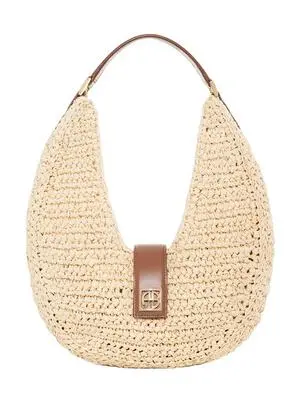 ANINE BING Lou Monogram Shoulder Bag Natural /cognac