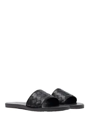 SCAROSSO Ulisse Woven Leather Sandals Black - Calf