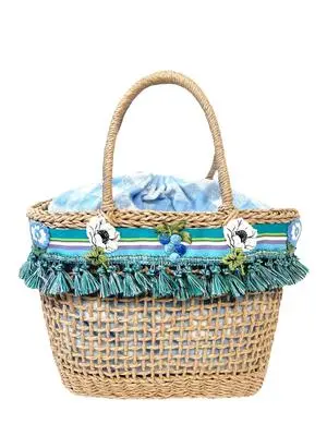 Anna Sui Raffia Tassel Bag - Baby Blue