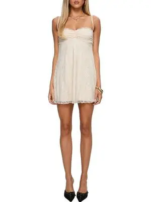 Princess Polly Sleeveless Lace Mini Dress - Cream