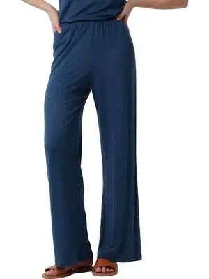 Majestic Filatures Stretch Linen Wide Leg Pant - Bleu Taormina