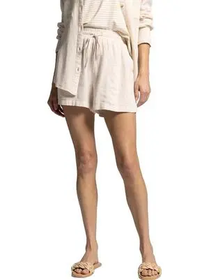 THREAD & SUPPLY Tie Waist Linen Blend Shorts - Heather Oatmeal
