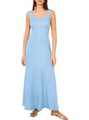 Vince Camuto Sleeveless Tiered Chambray Maxi Dress Indigo