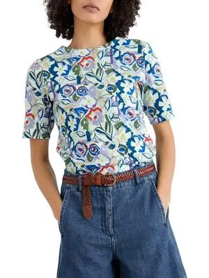 SEASALT CORNWALL Printed Organic Cotton T-shirt - Studio Floral Chalk