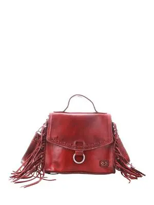 Bed Stu Leather Crossbody Handbag With Fringe Cherry Lacquer Dd