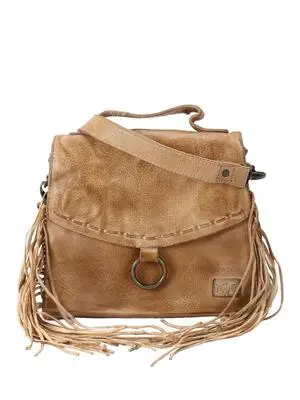 Bed Stu Leather Crossbody Handbag With Fringe Tan Dd