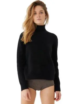 Majestic Filatures Laser Cut Alpaca Turtleneck - Noir