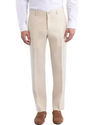 Berle Flat Front Linen Trousers Butter