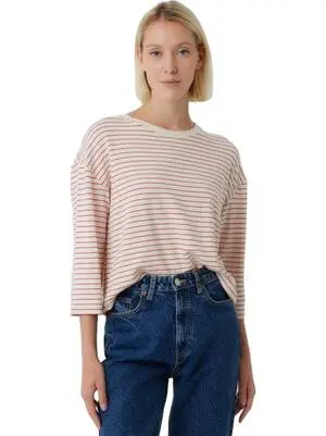 Majestic Filatures French Terry Striped Crewneck - Vermillon