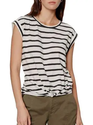 Sanctuary Knotted Muscle T-shirt - Chalk White/black Stripe