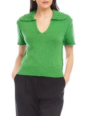 Fifteen Twenty Evie Cotton Johnny Collar Polo - Green