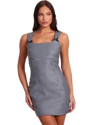 QUIZ Bengaline Gingham Bodycon Dress - Black