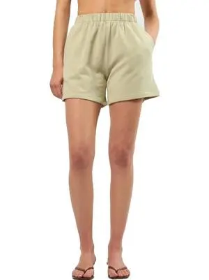 VIENS AVEC MOI The Lakeside Graphic Sweat Shorts - Sage