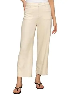 Sanctuary High Waist Wide Leg Cropped Cotton Pants Macrame