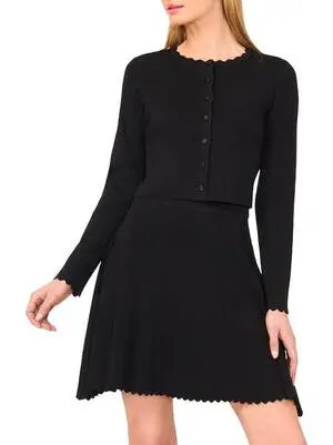 Ted Baker London Rib Pointelle Cardigan - Rich Black