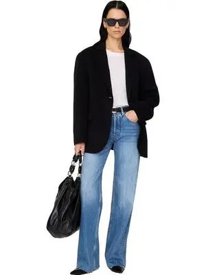 ANINE BING Wool-cashmere Blend Quinn Blazer - Black Cashmere Blend