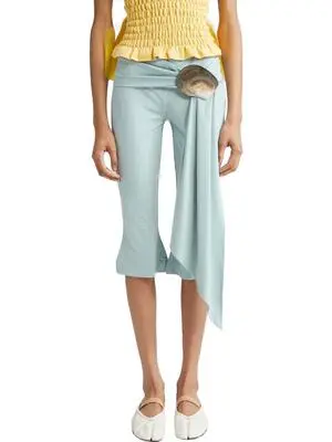CONNER IVES Mother-of-pearl Shell Belt Capri Pants - Sage