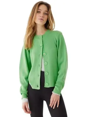 Majestic Filatures Compact Merino Mini Rib Crewneck Cardigan - Avocado