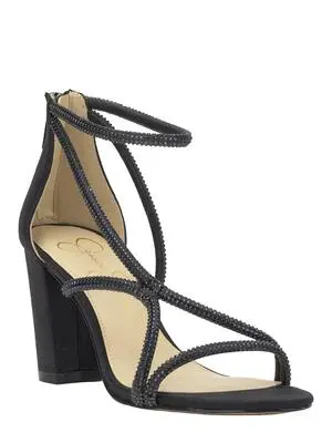 Jessica Simpson Ankle Strap Block Heel Sandals Black