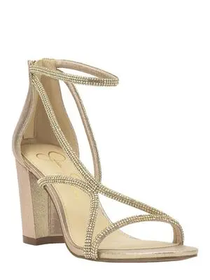 Jessica Simpson Ankle Strap Block Heel Sandals Champagne