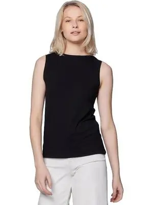 Majestic Filatures Soft Touch Semi-relaxed Boatneck Tank - Noir