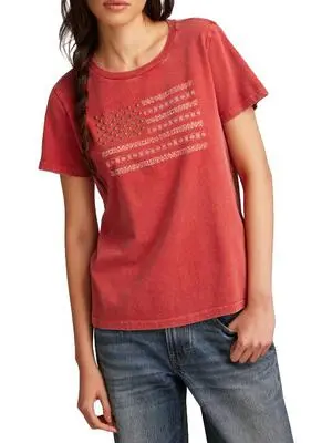 Lucky Brand Flag Stud Embellished Cotton Graphic T-shirt - Samba