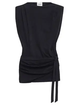 Isabel Marant Marielle Draped Cotton Jersey Dress - Black
