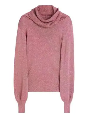 Valentino Garavani Cowl-neck Glittery Sweater - Pink