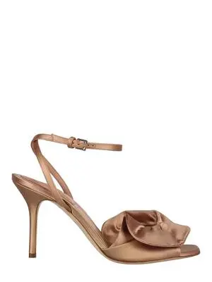 Alberta Ferretti Ruffled Satin Sandals - Neutrals