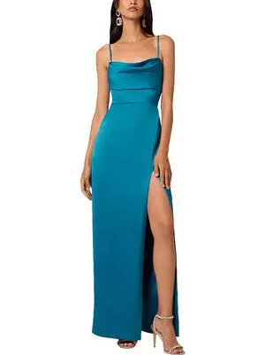 LIV FOSTER Ciara Satin Gown - Peacock