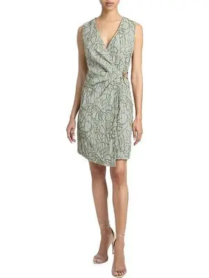 Santorelli Tilly Sleeveless Faux Wrap Shift Dress - Aloe